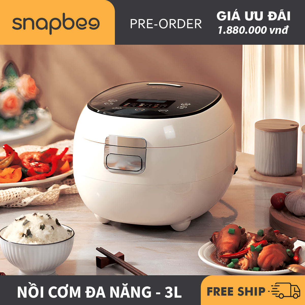 Nồi Cơm Điện Đa Năng - Kiêm Tách Đường - Snapbee RC3000 - Dung Tích 3